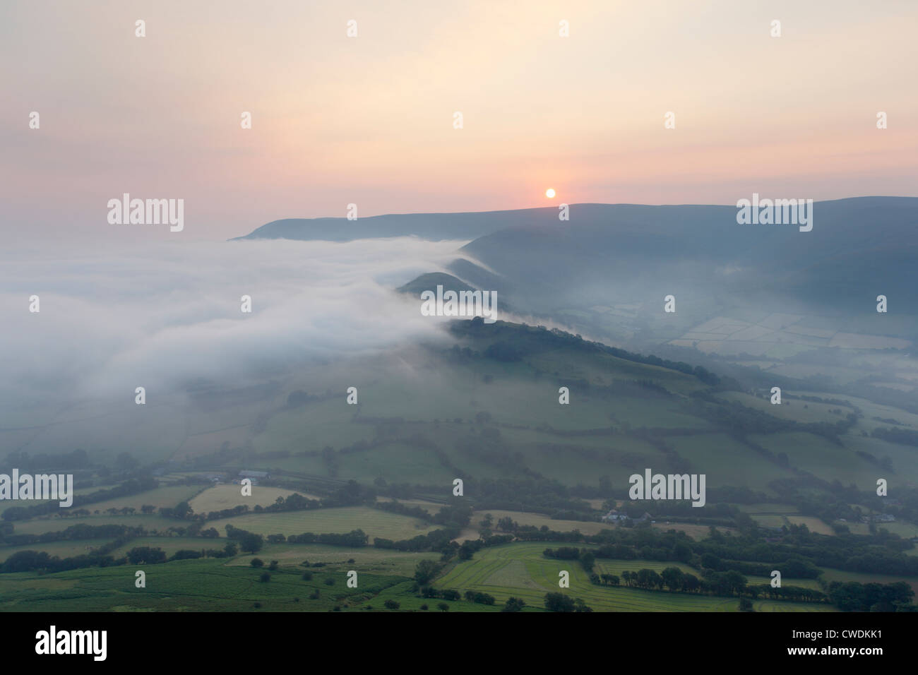 Sunrise over The Black Mountains. Brecon Beacons National Park. Powys ...