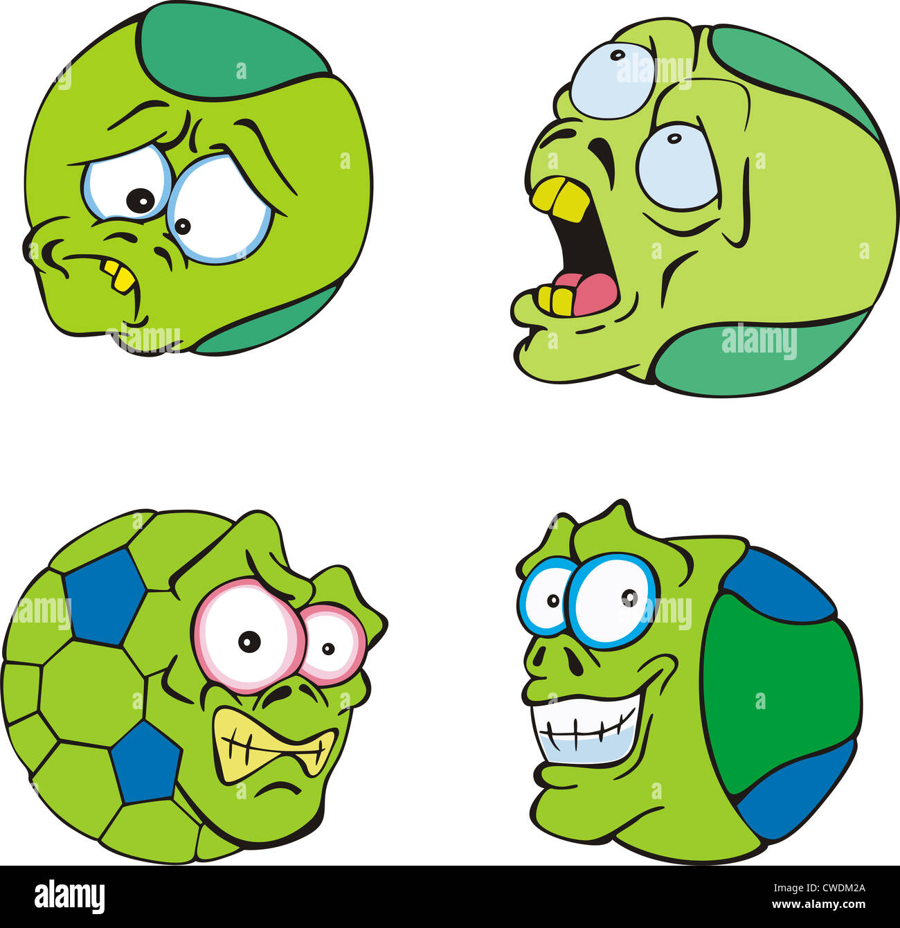 Ugly and funny green balls. Set of color vector illustrations Stock ...