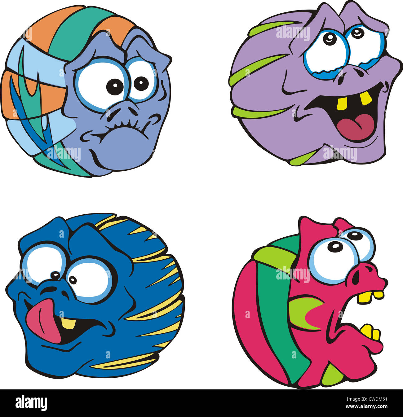Ugly and funny balls. Set of color vector illustrations Stock Photo - Alamy
