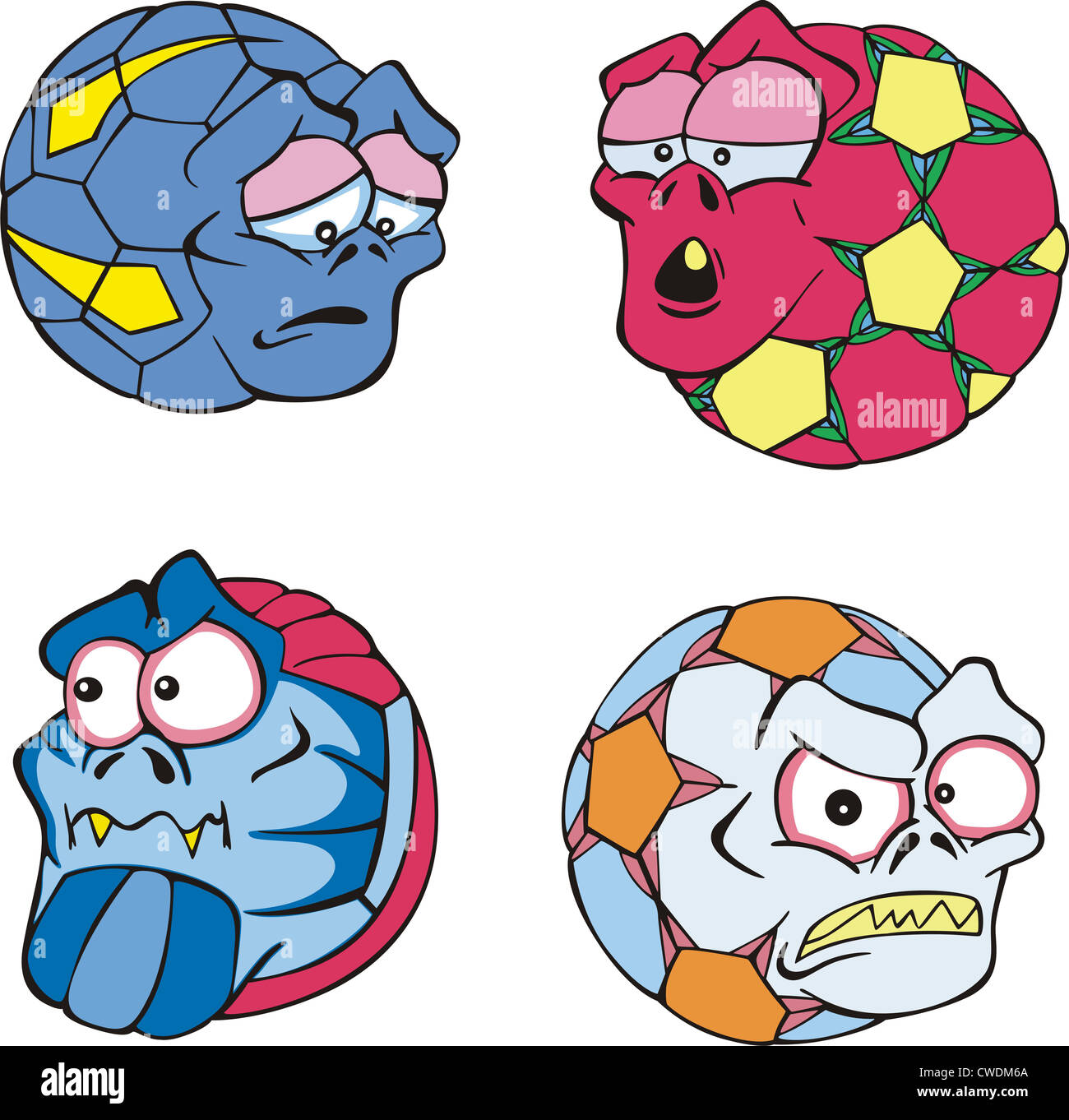 Ugly and funny balls. Set of color vector illustrations Stock Photo - Alamy