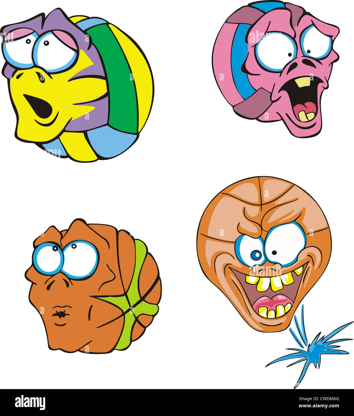 Ugly and funny balls. Set of color vector illustrations Stock Photo - Alamy