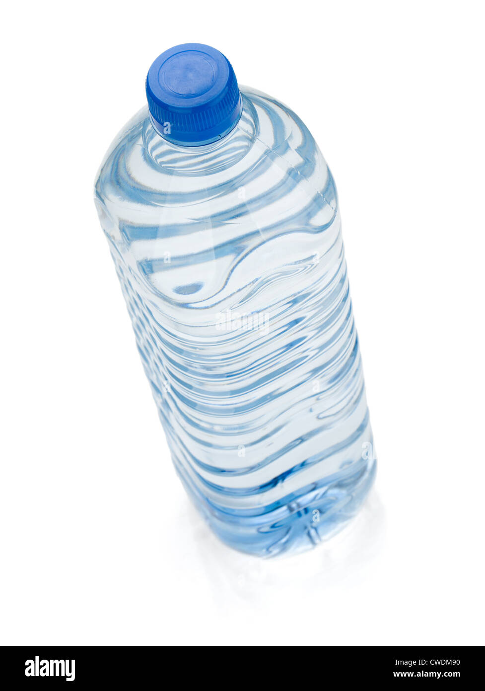 Soda water bottle. View from above. Isolated on white background Stock ...