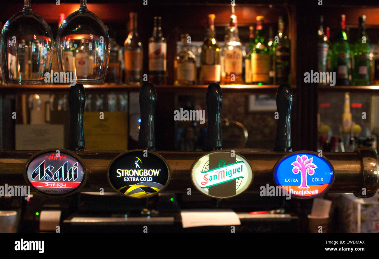 London English pub taps, UK Stock Photo - Alamy