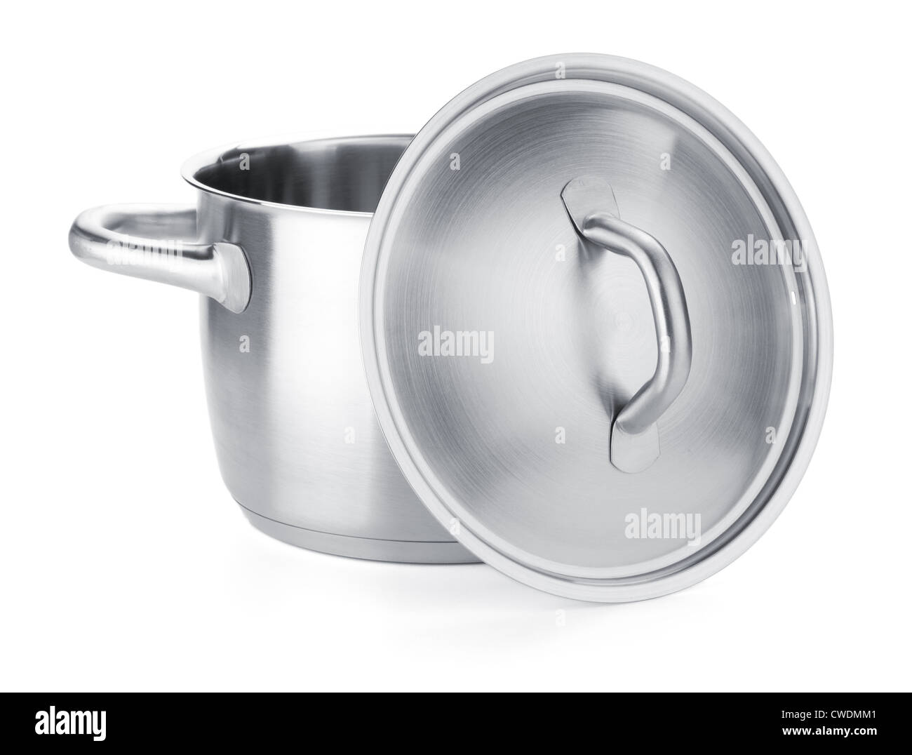 Opened stainless steel pot. Isolated on white background Stock Photo ...