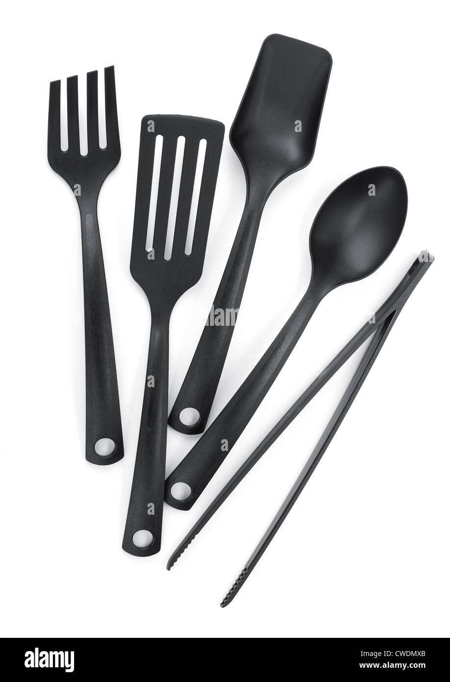 Plastic kitchen utensils. Isolated on white background Stock Photo - Alamy