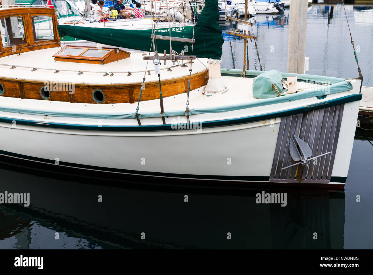 A pleasure boat is docked in "Santa Barbara' harbor Stock Photo - Alamy