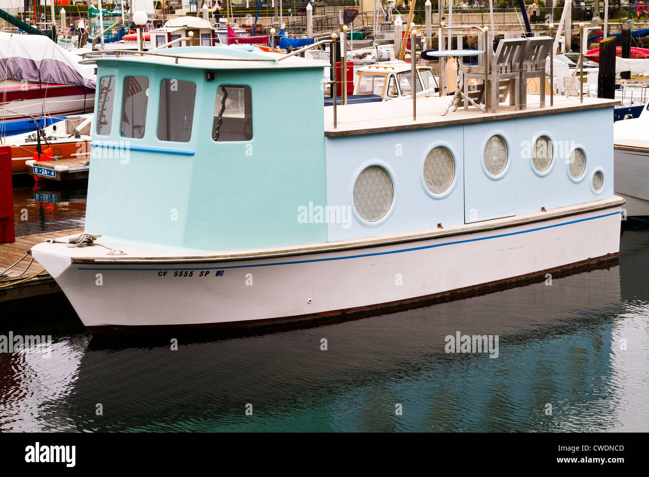 Funky pleasure boat docked in "Santa Barbara" harbor Stock Photo - Alamy