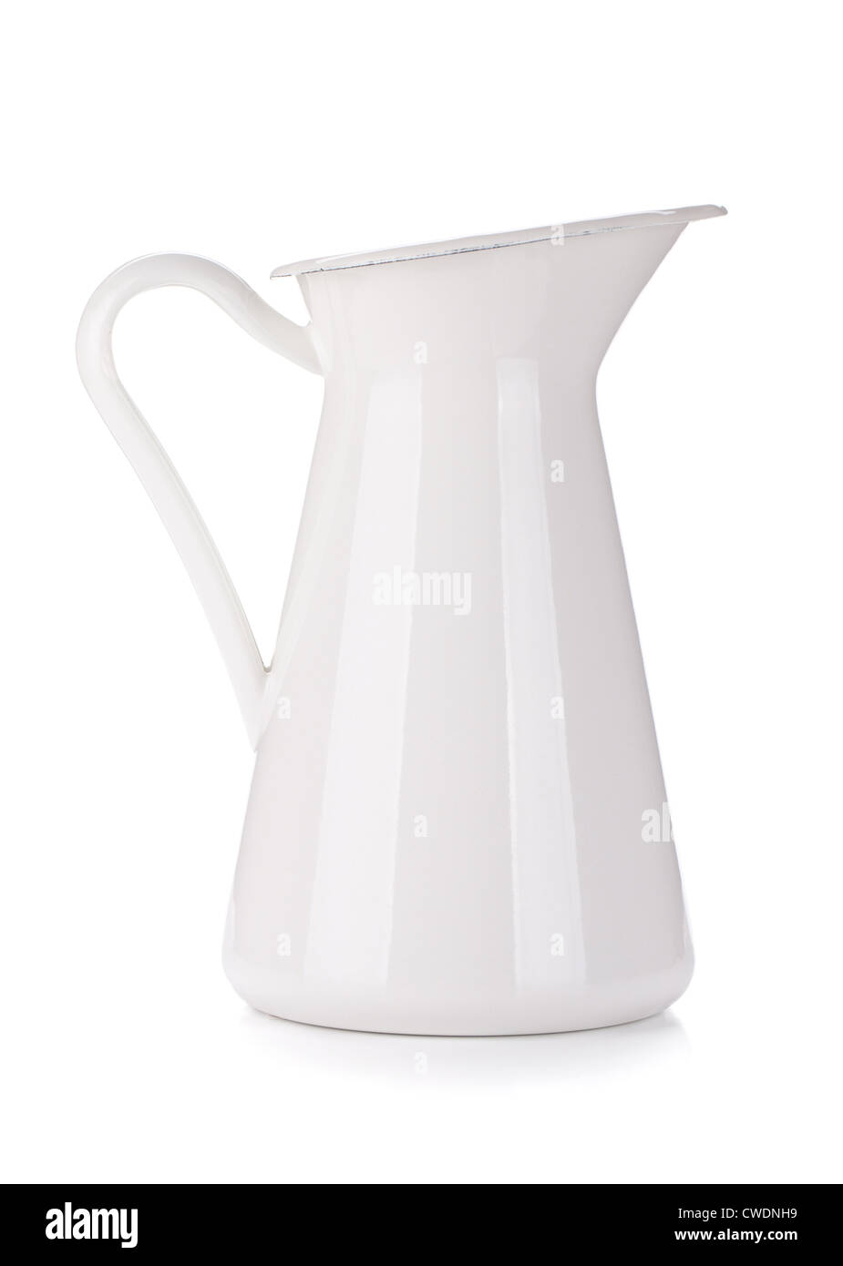 White metal milk pitcher. Isolated on white background Stock Photo - Alamy