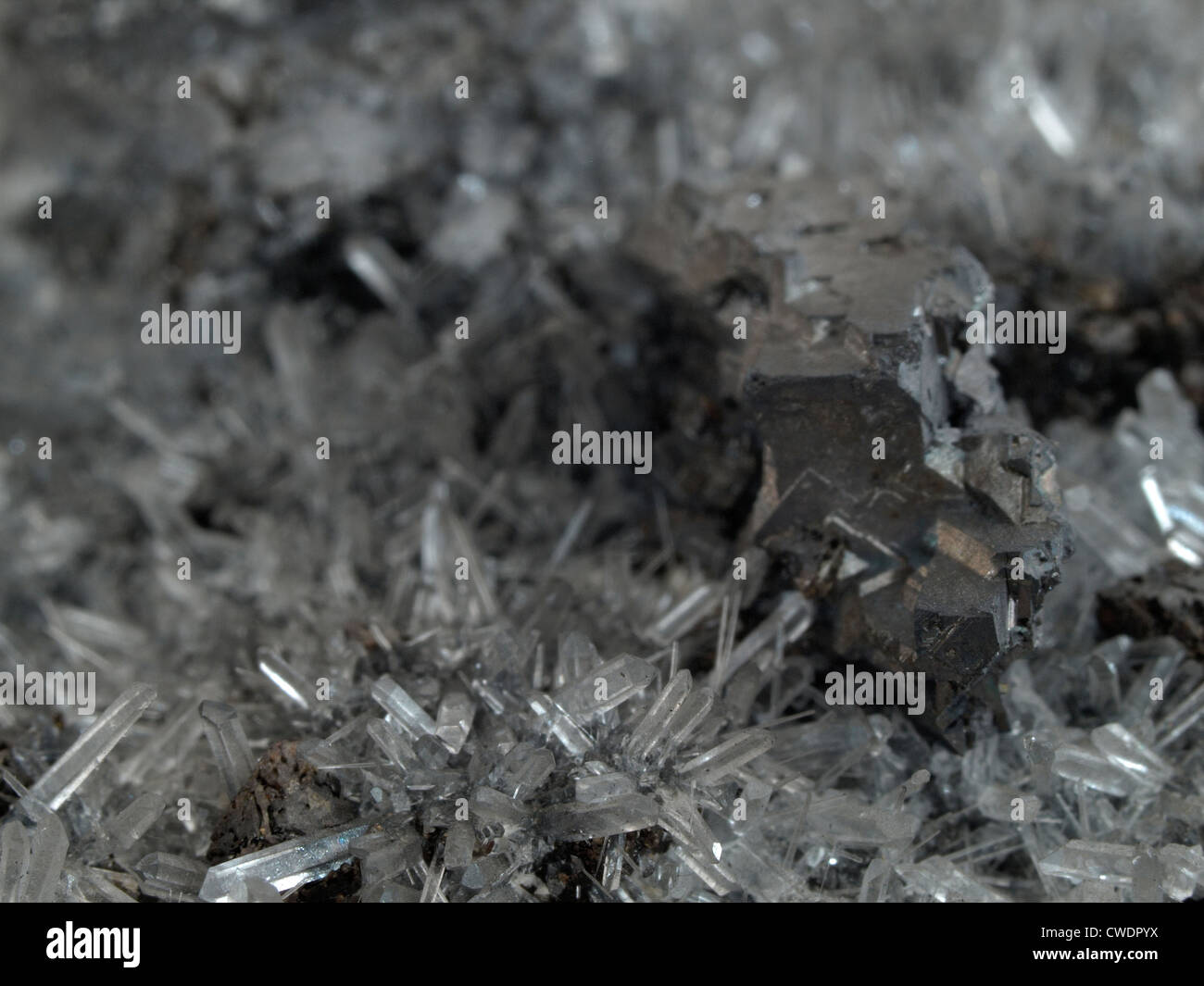 Galena and quartz; Baia Mare, Romania. Photograph covers an area of ...