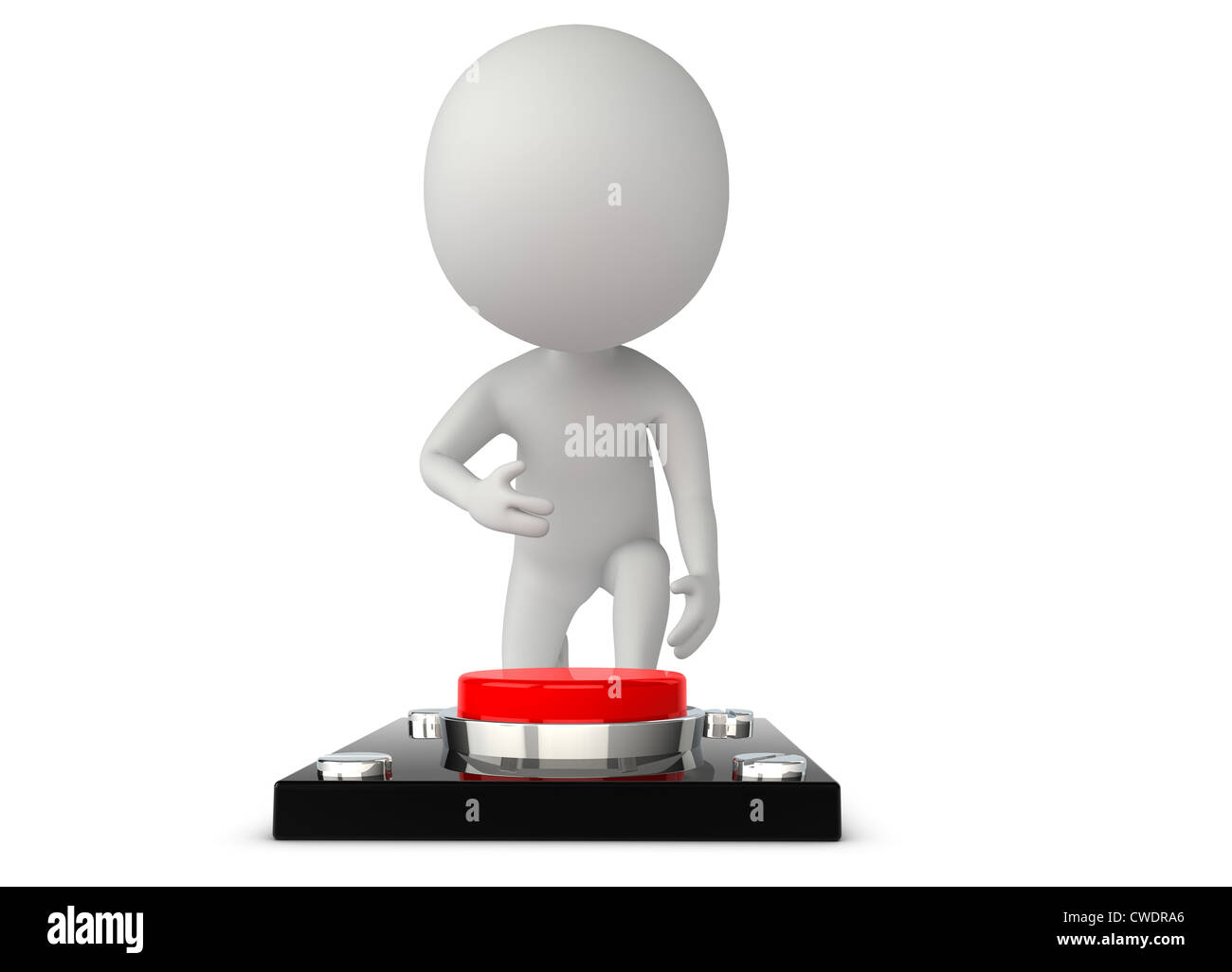 3d humanoid character try to press a button Stock Photo - Alamy