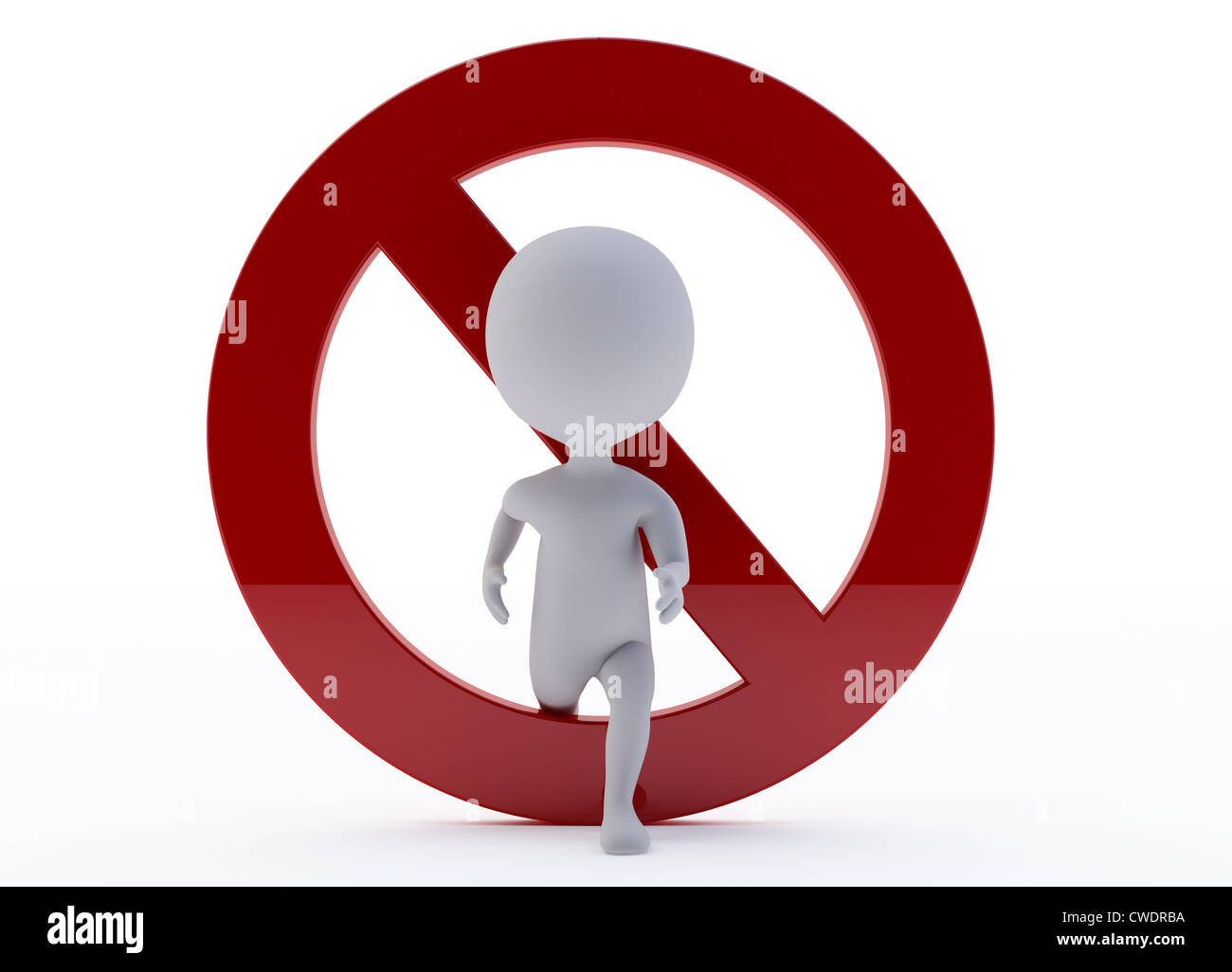 3d humanoid character with a red ban sign Stock Photo - Alamy