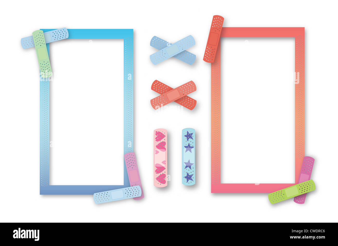 Bright, bold, colorful vector illustrations- borders and spot ...