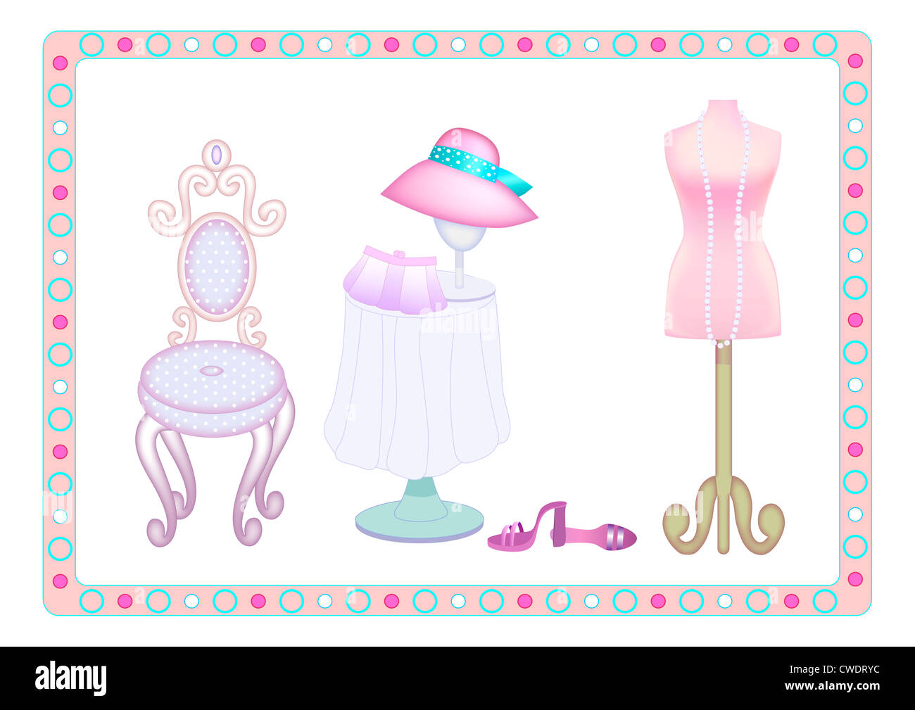 Fashionable, Fun and Feminine vector illustration of "girly stuff" from ...