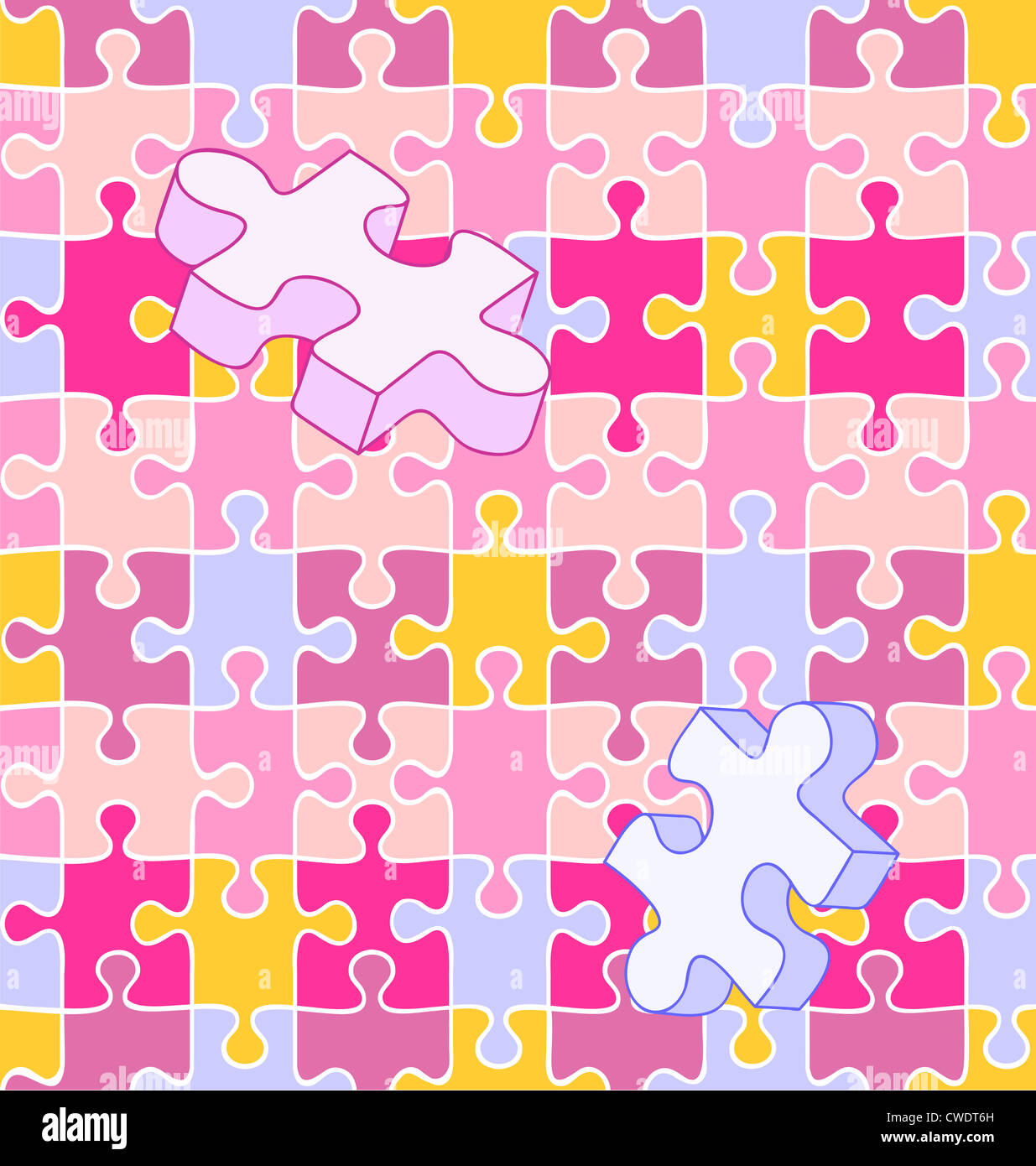 Seamless vector swatch of colorful wall-to-wall puzzle pieces align ...