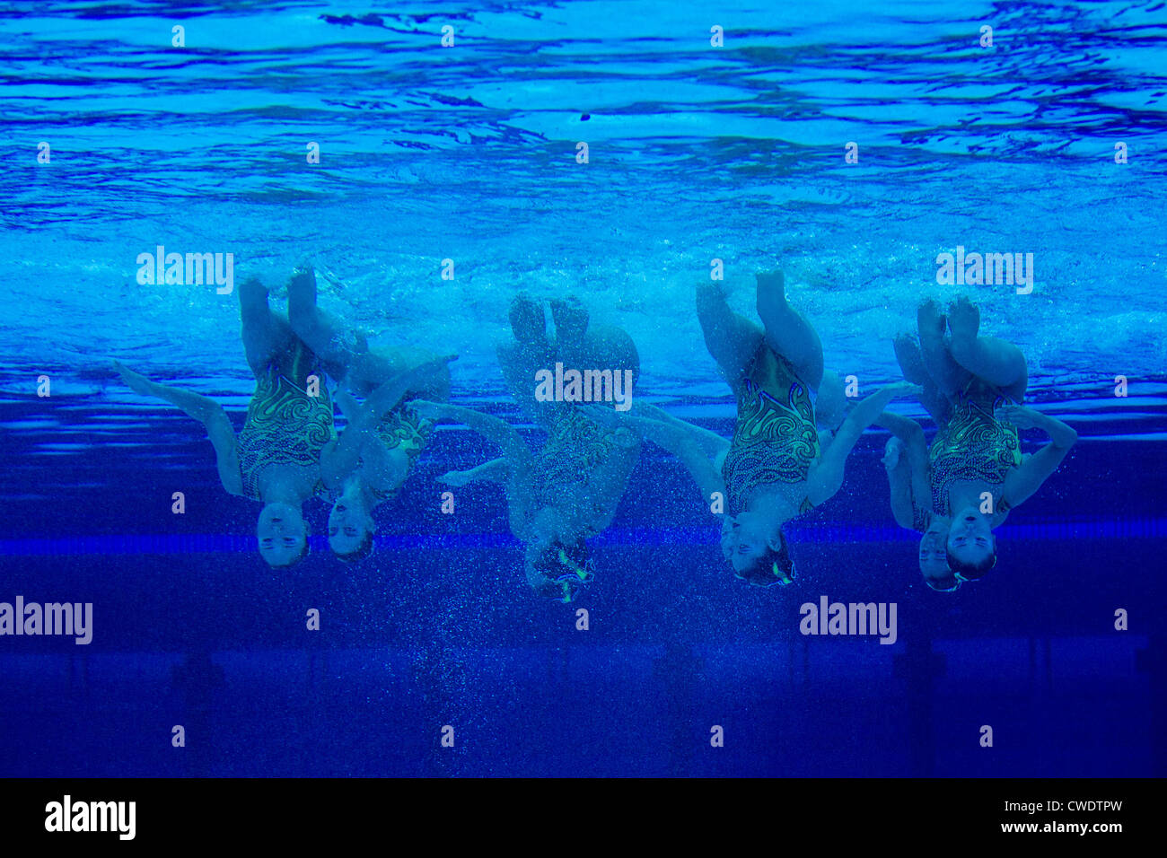 Underwater view of Japanese Synchronized Swimming team at the Olympic ...