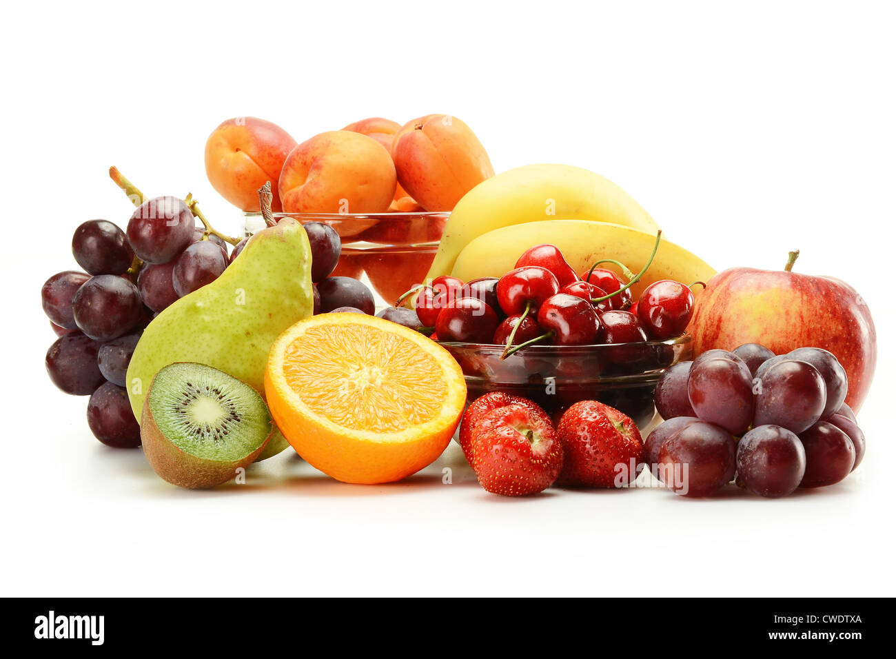 Composition with variety of fruits isolated on white Stock Photo - Alamy