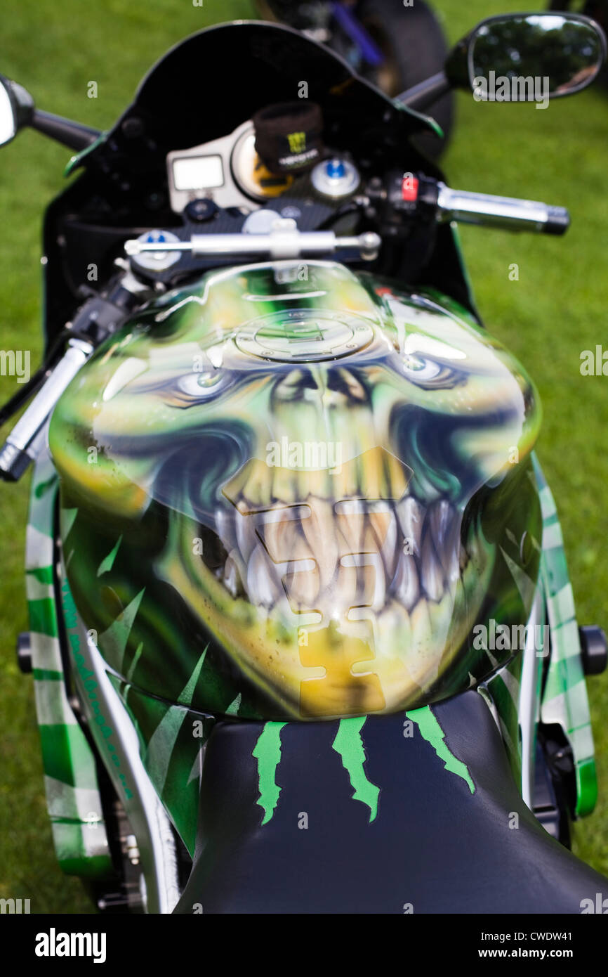 Customized Motor bike fuel tanks with a camouflaged Monster on Stock ...