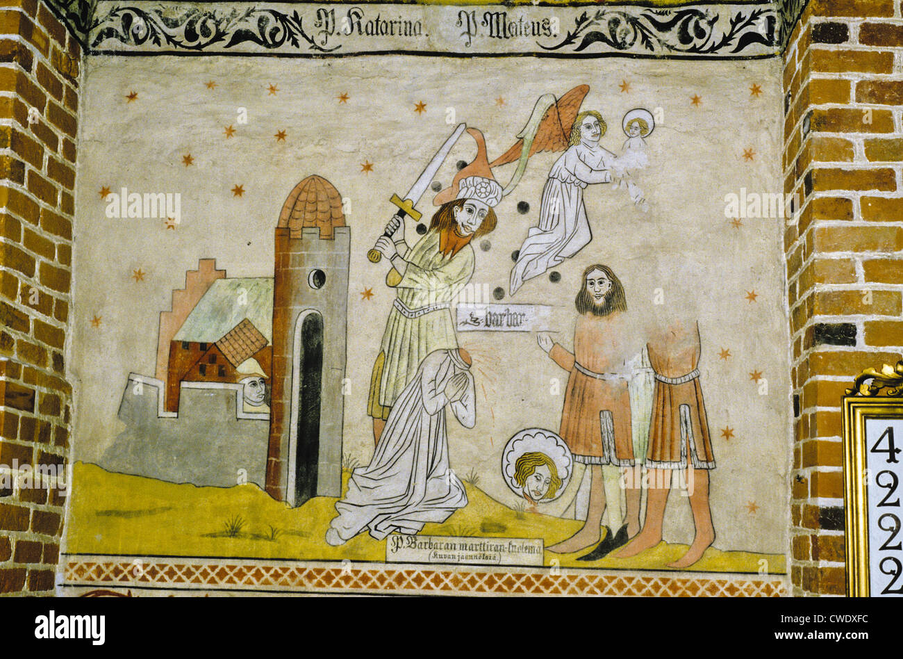 Scene of Saint Barbara being beheaded by her pagan father Dioscorus in ...