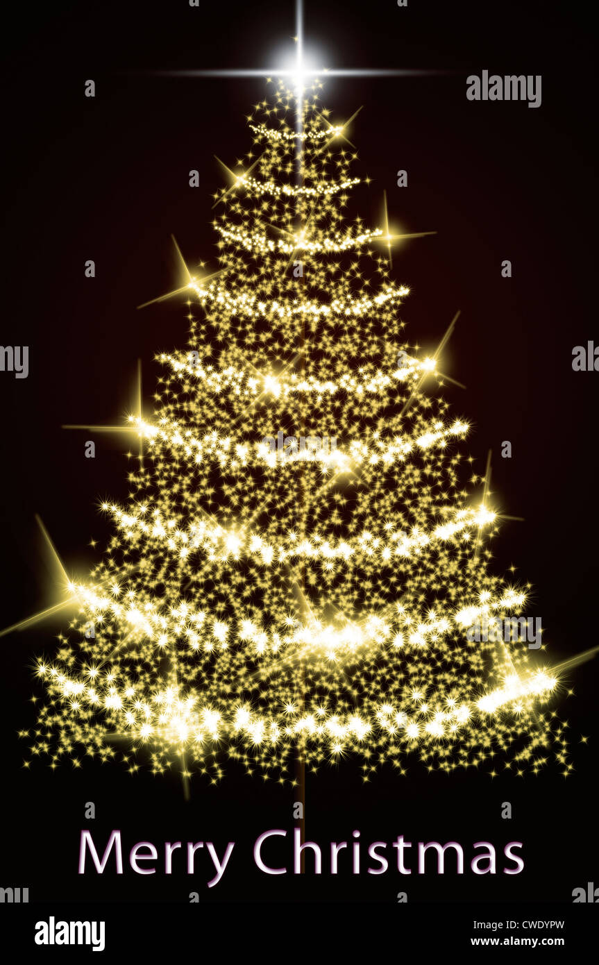 illustration of a Christmas tree digital computer design lit with stars ...