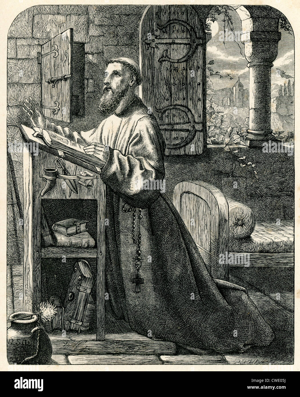 Medieval Monk Praying