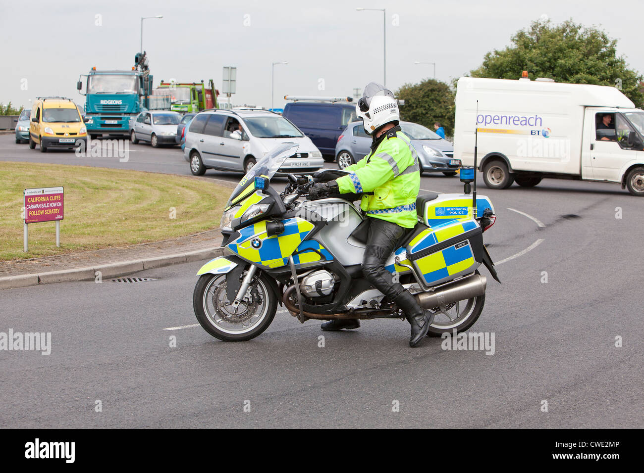 Metropolitan Police motorcycle outriders in Great Yarmouth during the ...