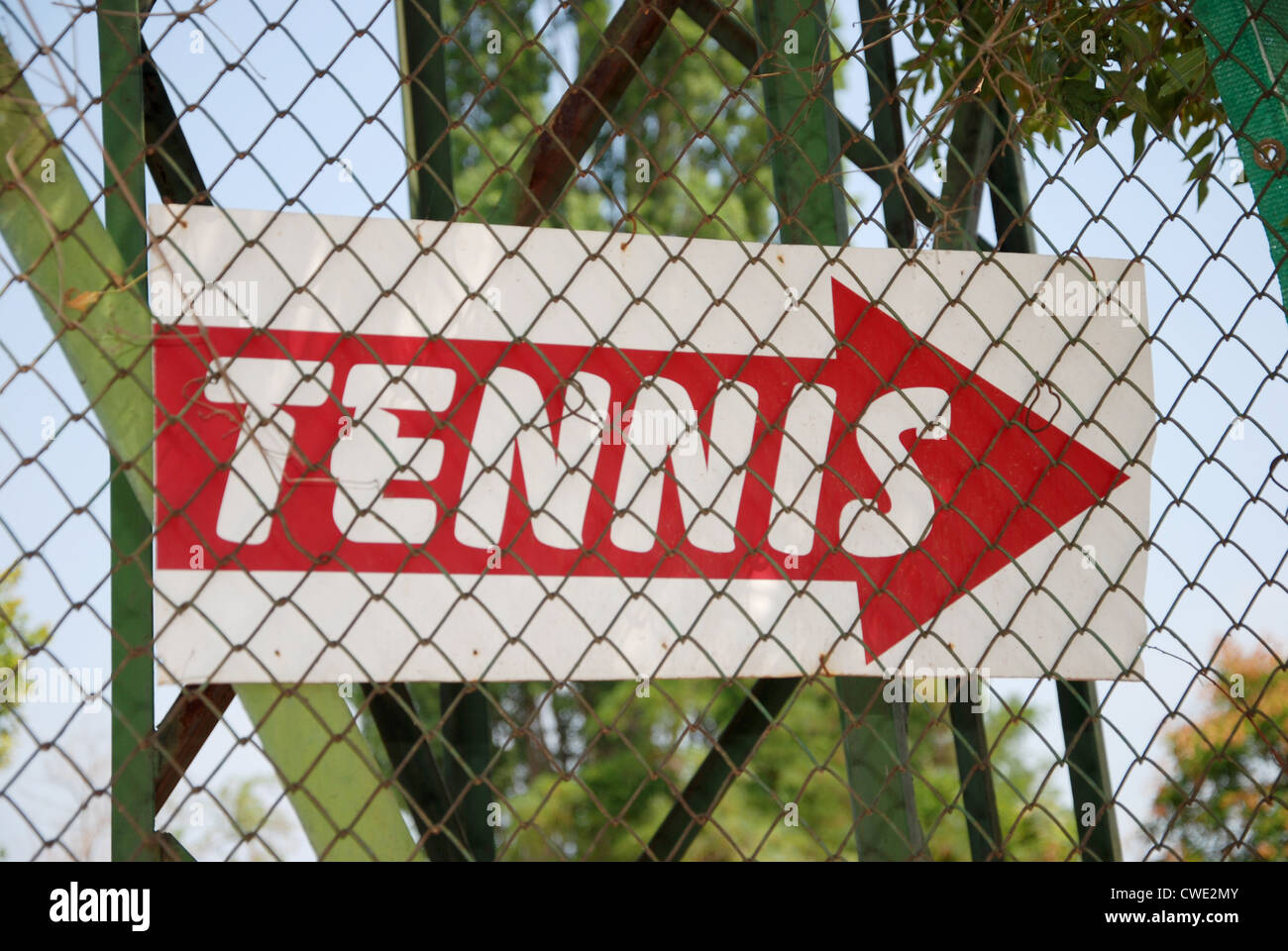 Tennis sign at Golden Sands Bulgaria Stock Photo - Alamy