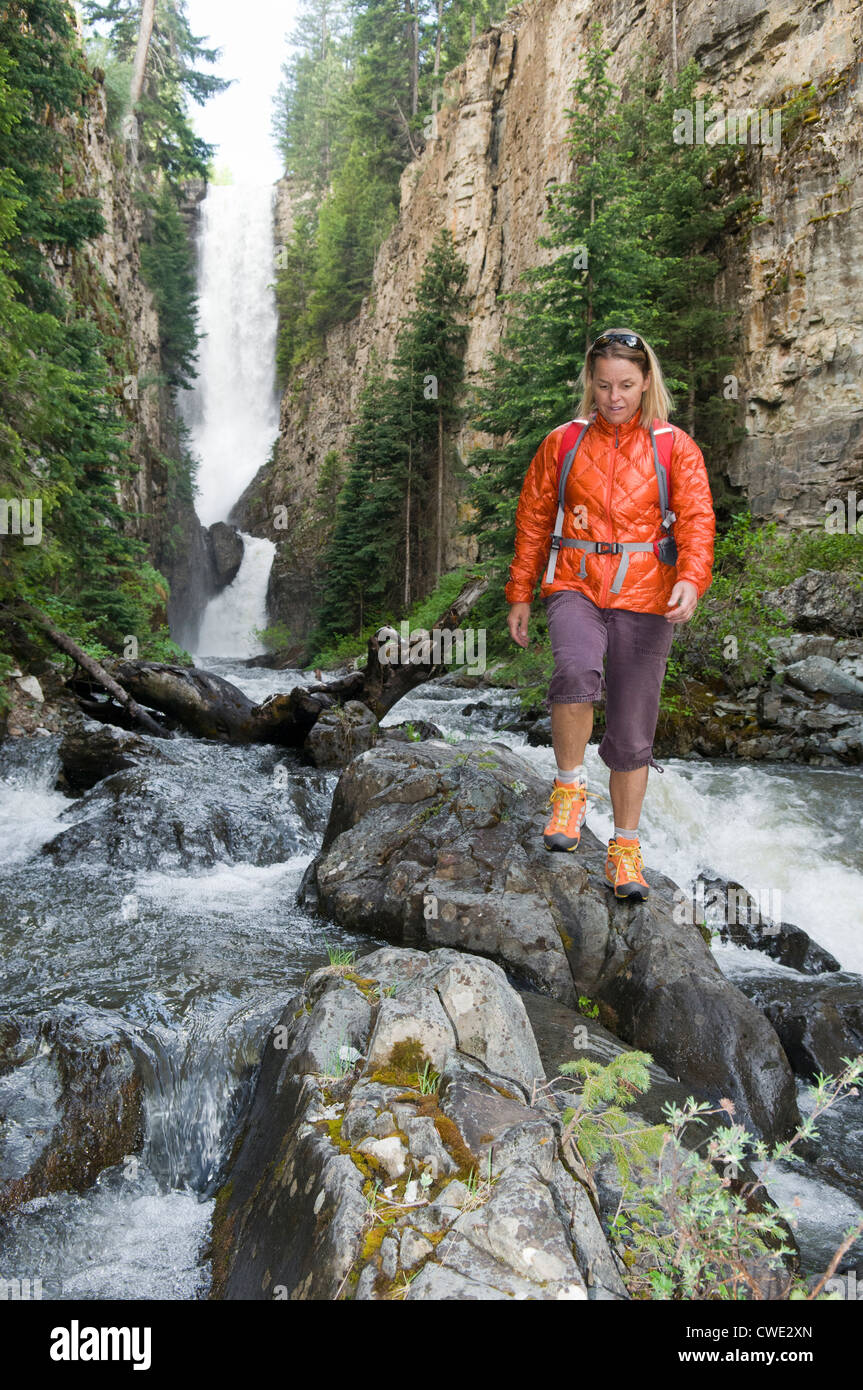 A woman hiking below Ames Falls, Ames, Colorado Stock Photo - Alamy