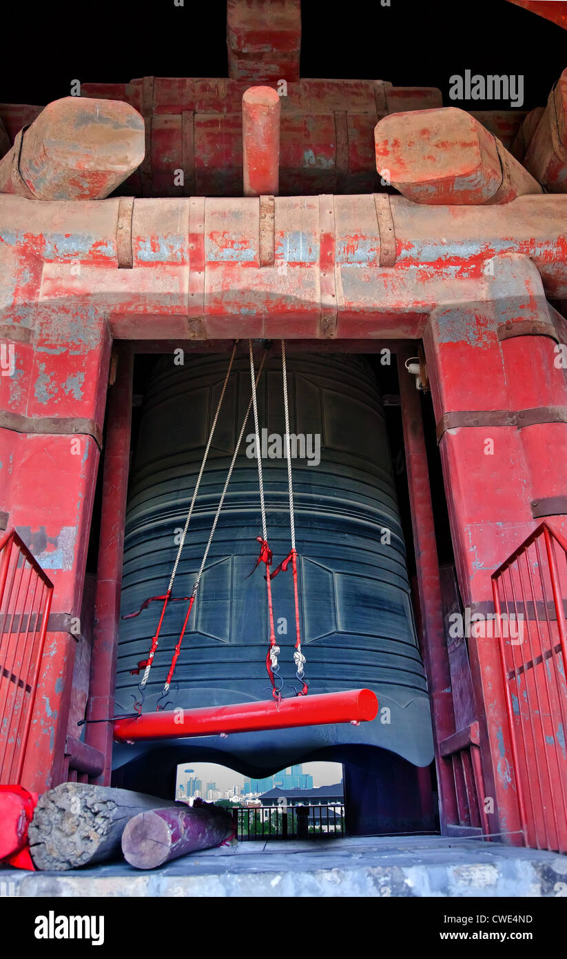 Ancient Red Bronze Bell Bell Tower Red Hammer, Beijing China Stock ...
