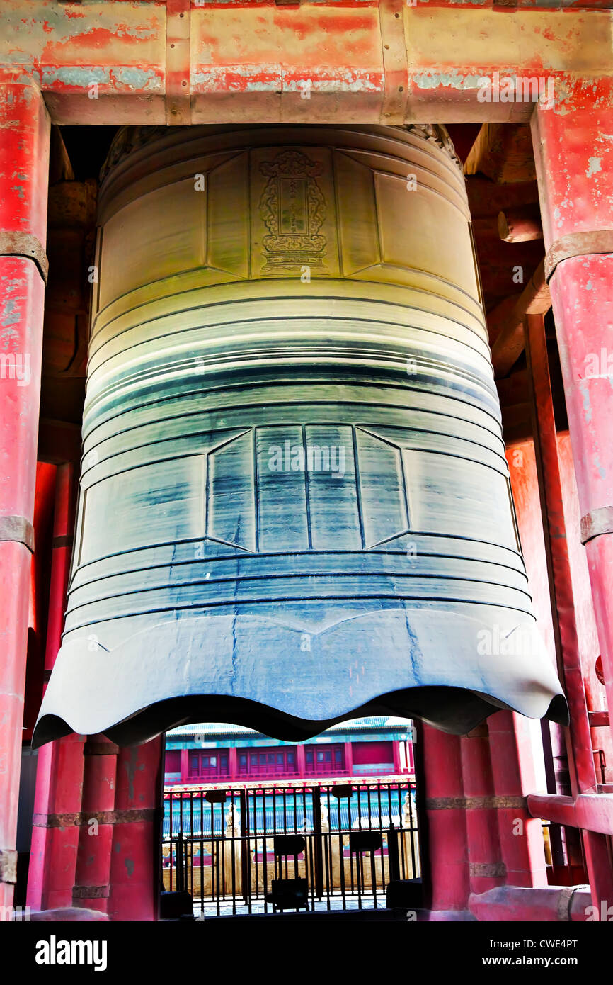 Ancient Red Large Bronze Bell Bell Tower Beijing China Stock Photo - Alamy