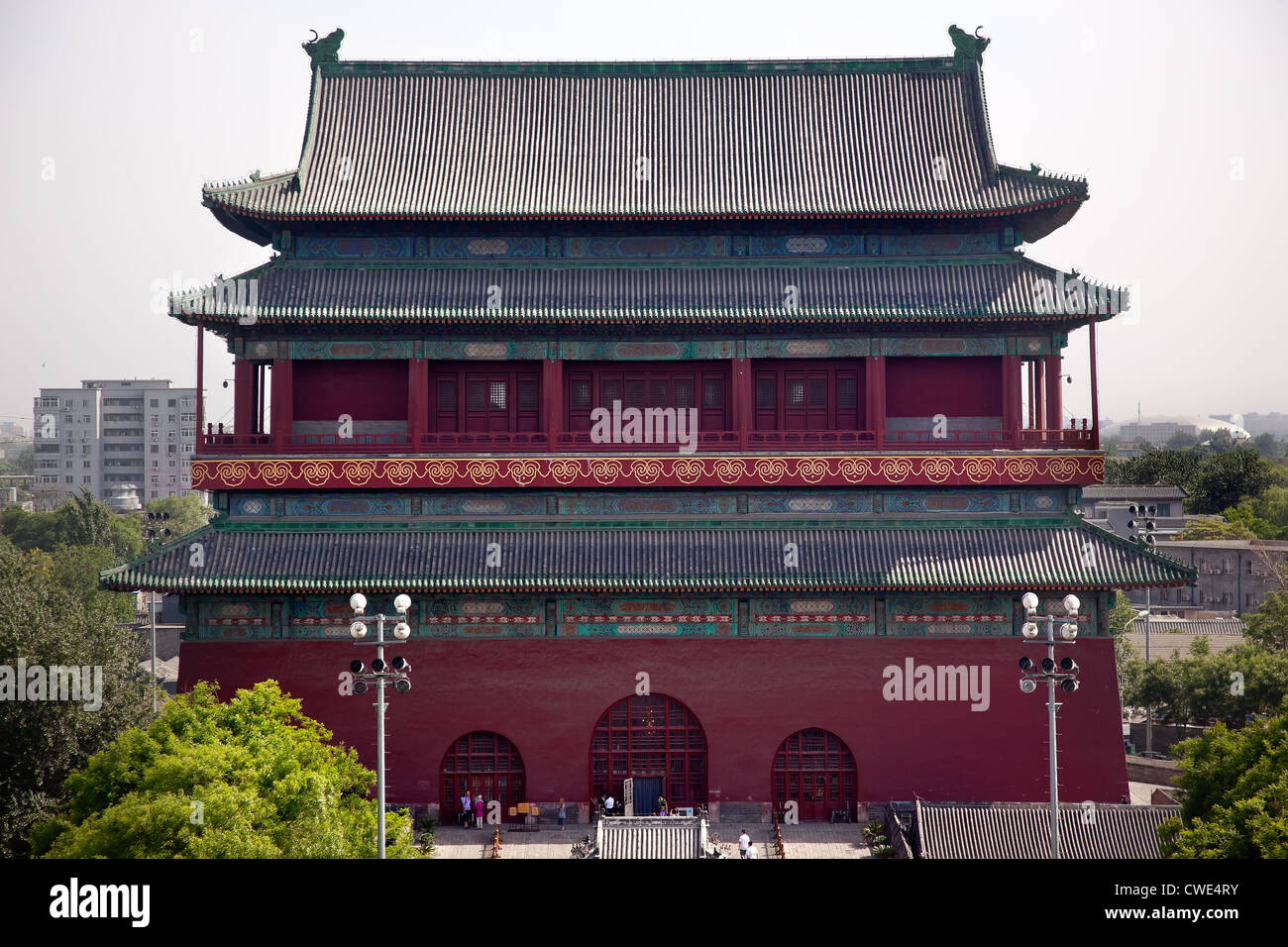Ancient Red Drum Tower Beijing China Stock Photo - Alamy