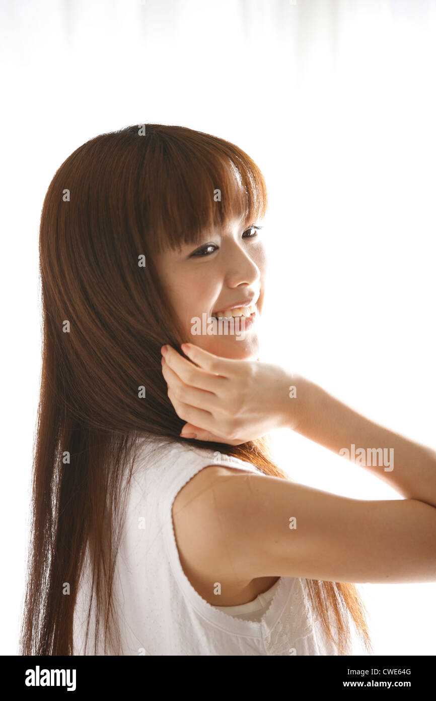 Japanese Woman Smiling Stock Photo - Alamy
