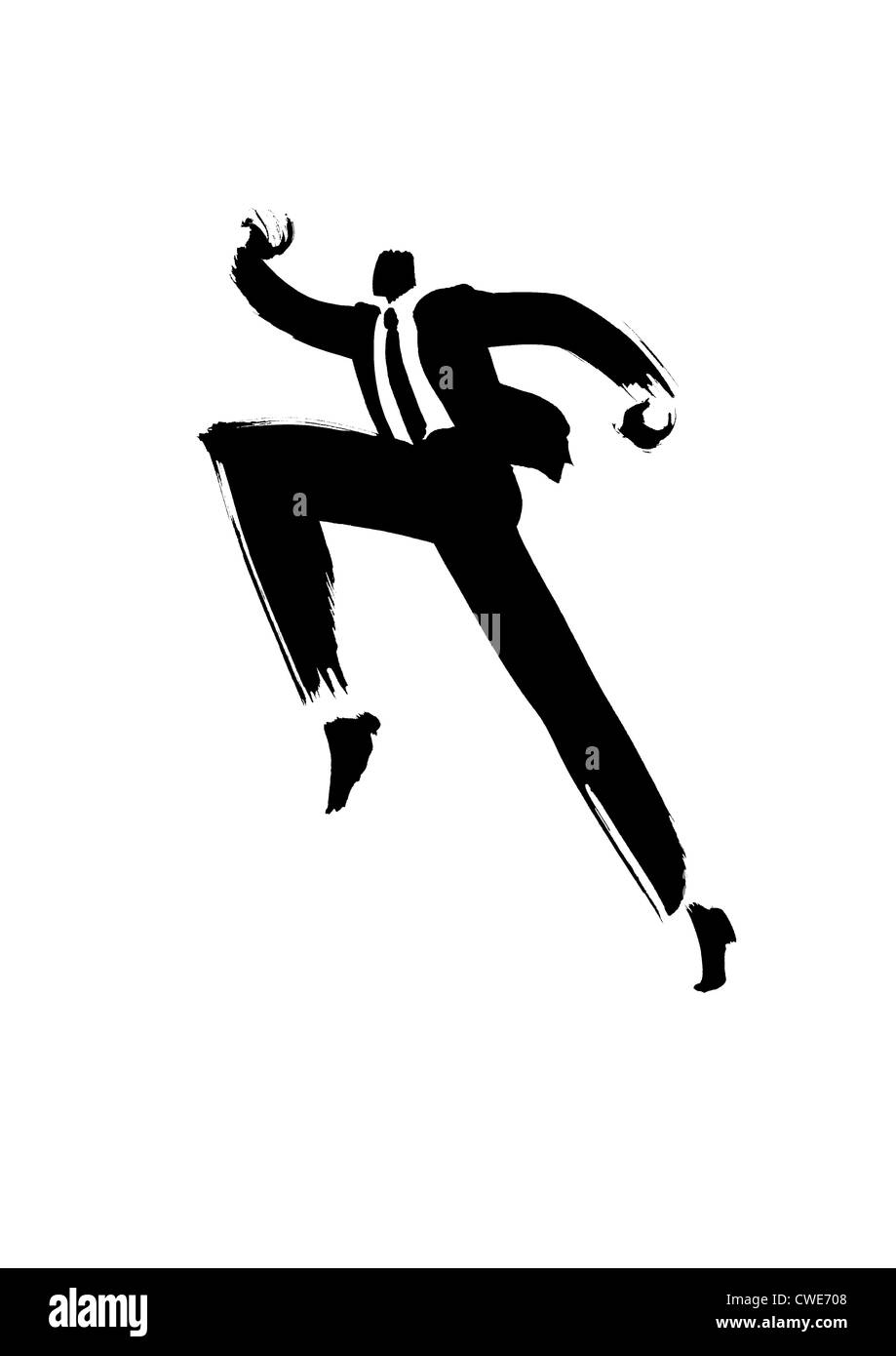 Illustration Of Running Businessman Stock Photo - Alamy