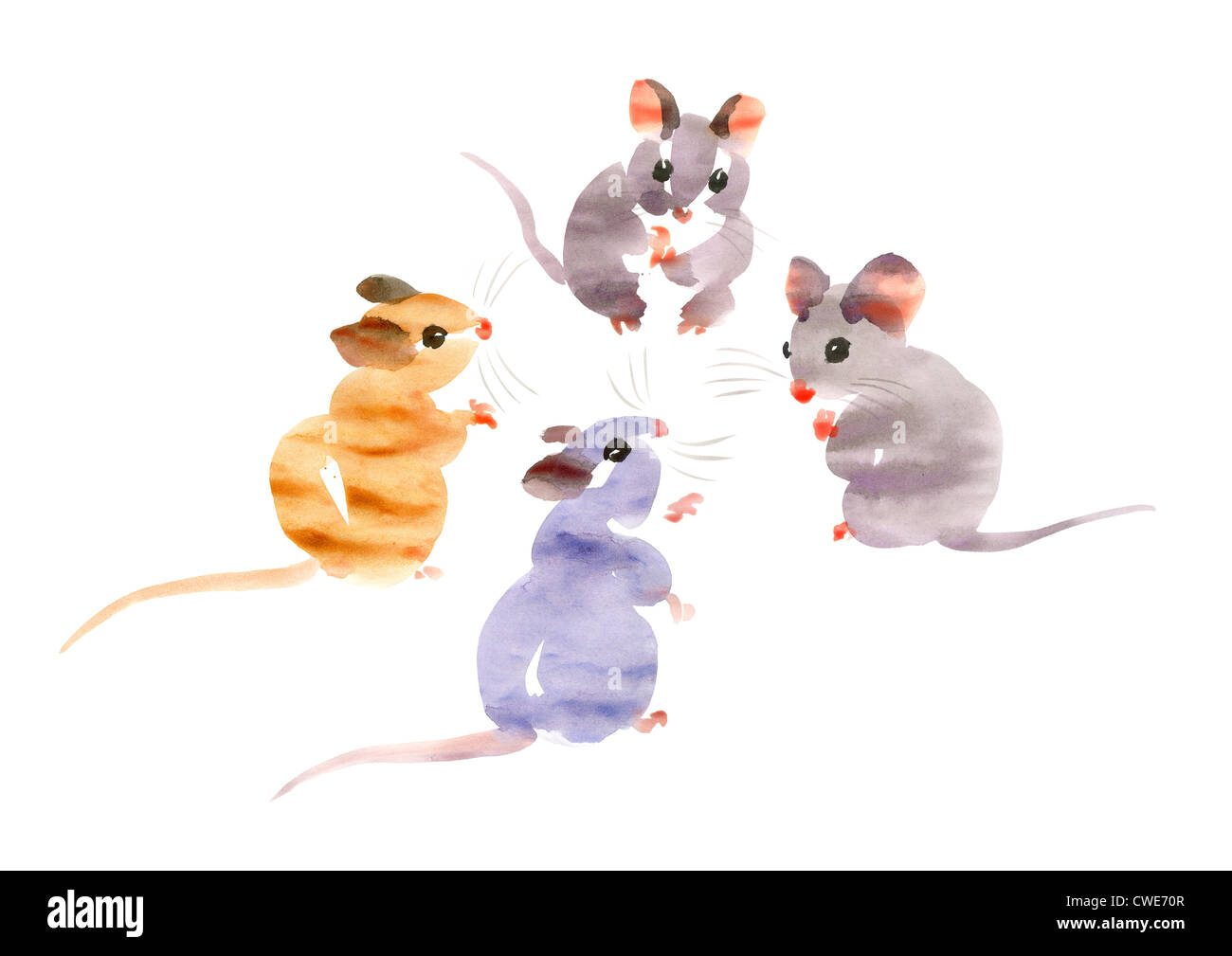 Illustration Of Mice Meeting Stock Photo - Alamy