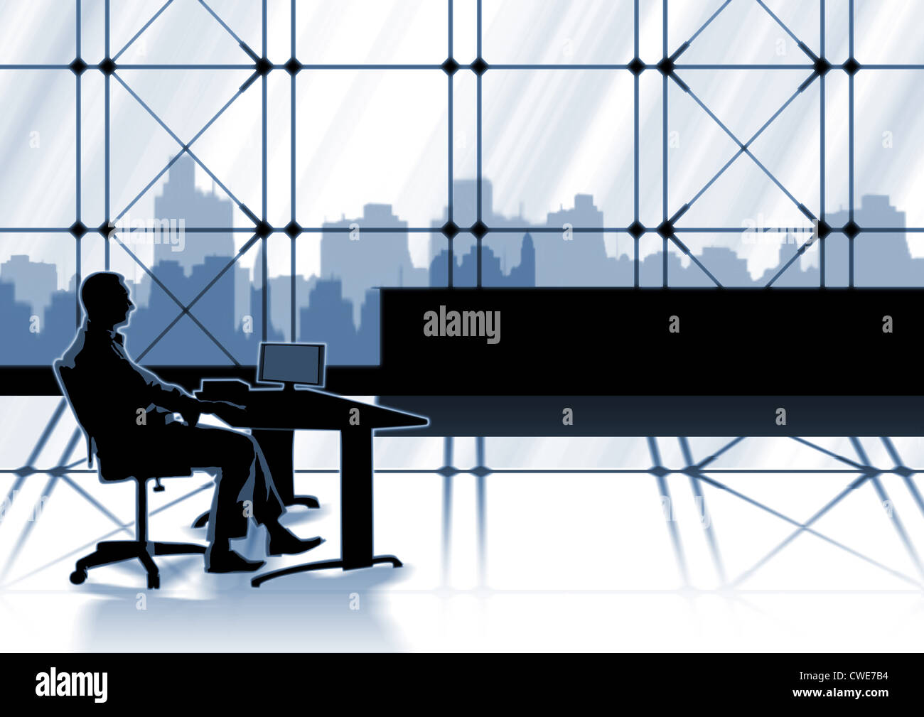 Man silhouette working on computer hi-res stock photography and images ...