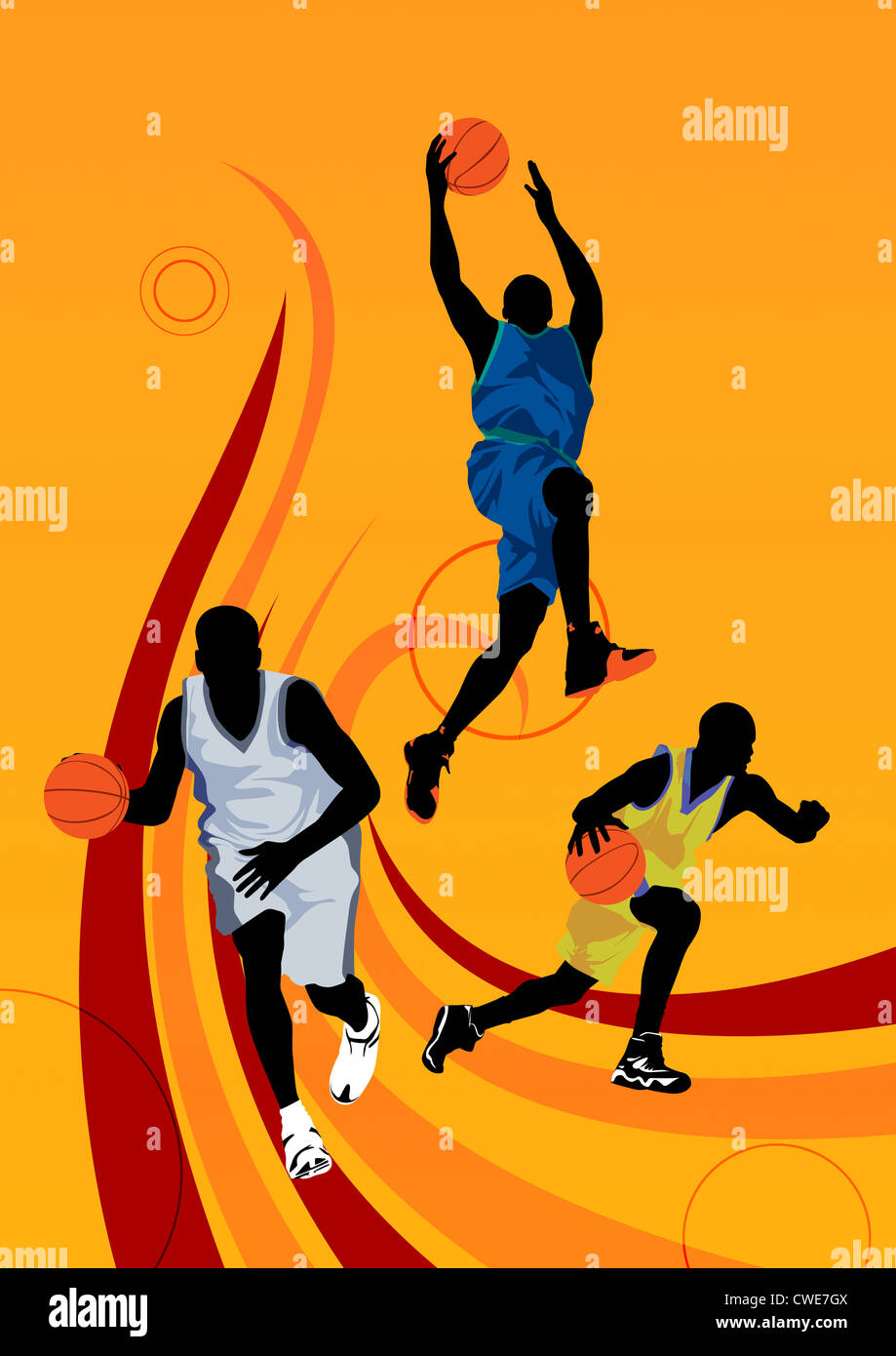 Three Sportsperson Playing Basketball Stock Photo - Alamy