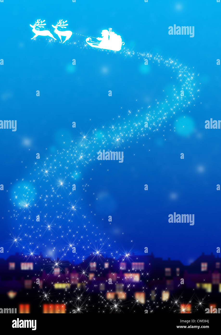 Reindeer Pulling Slide Of Sleigh Stock Photo - Alamy