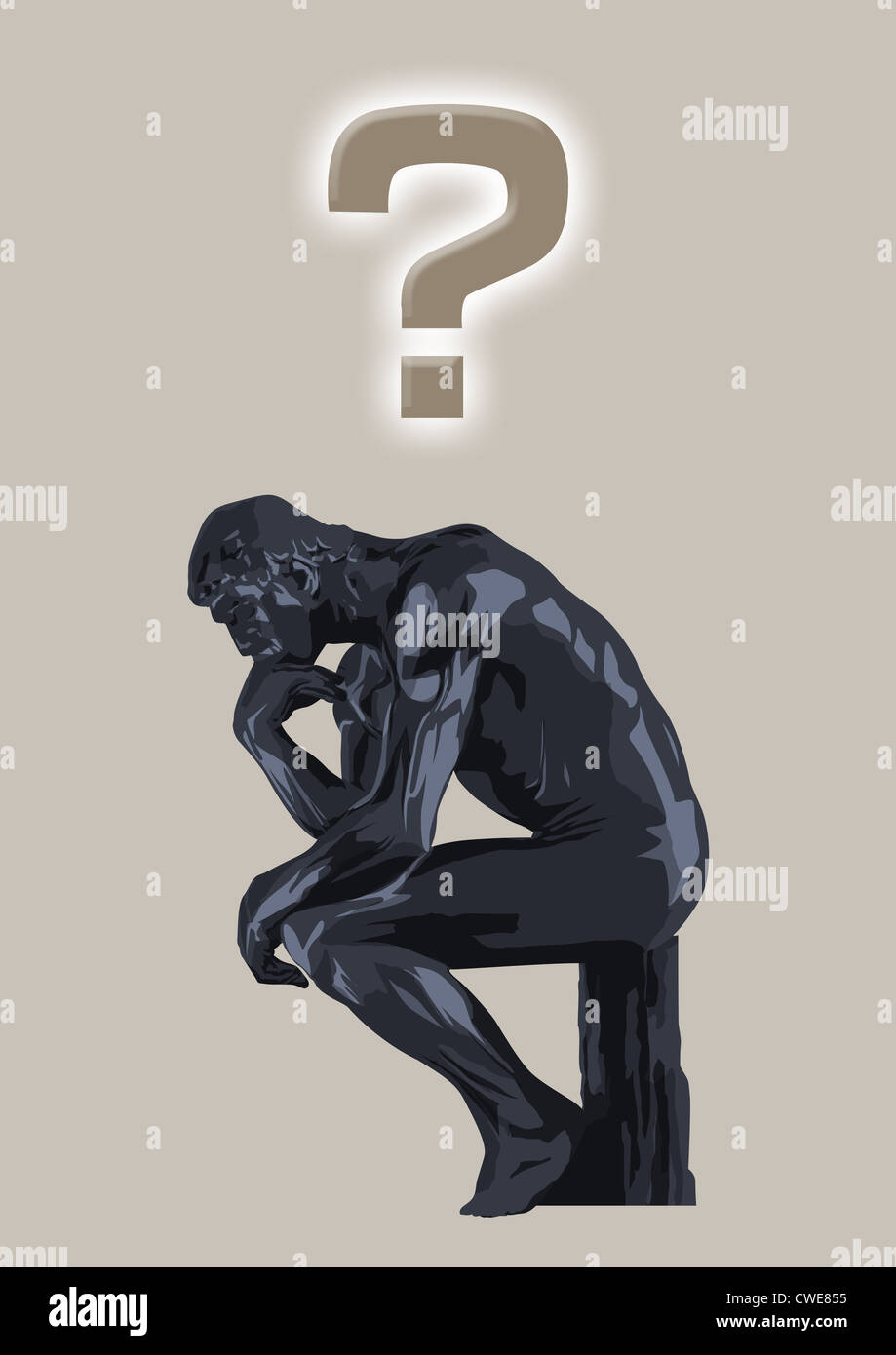 Illustration Of Man Thinking Stock Photo - Alamy