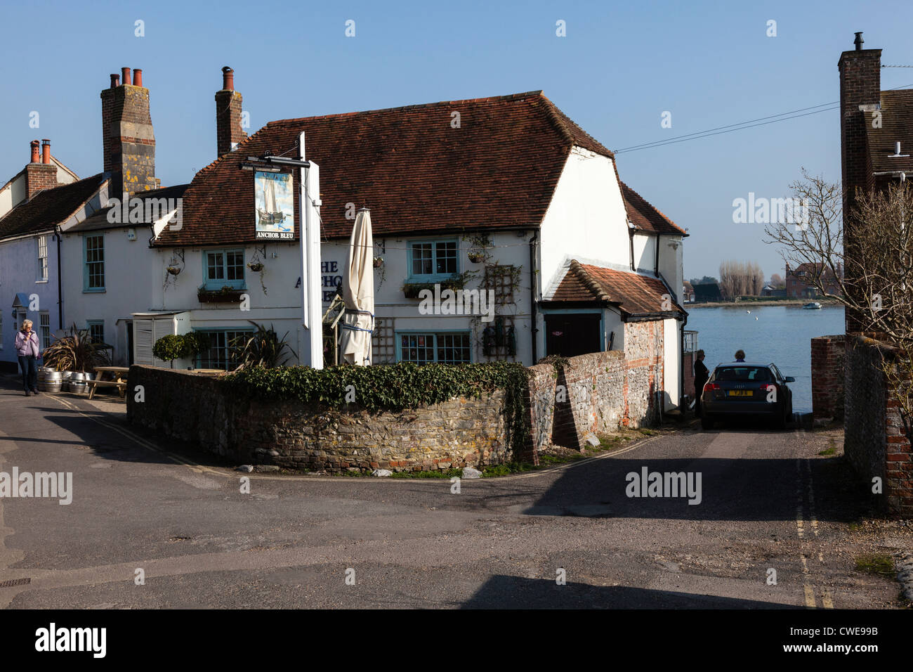 The Anchor Bleu pub on the waterfront at Bosham, West Sussex, UK Stock ...