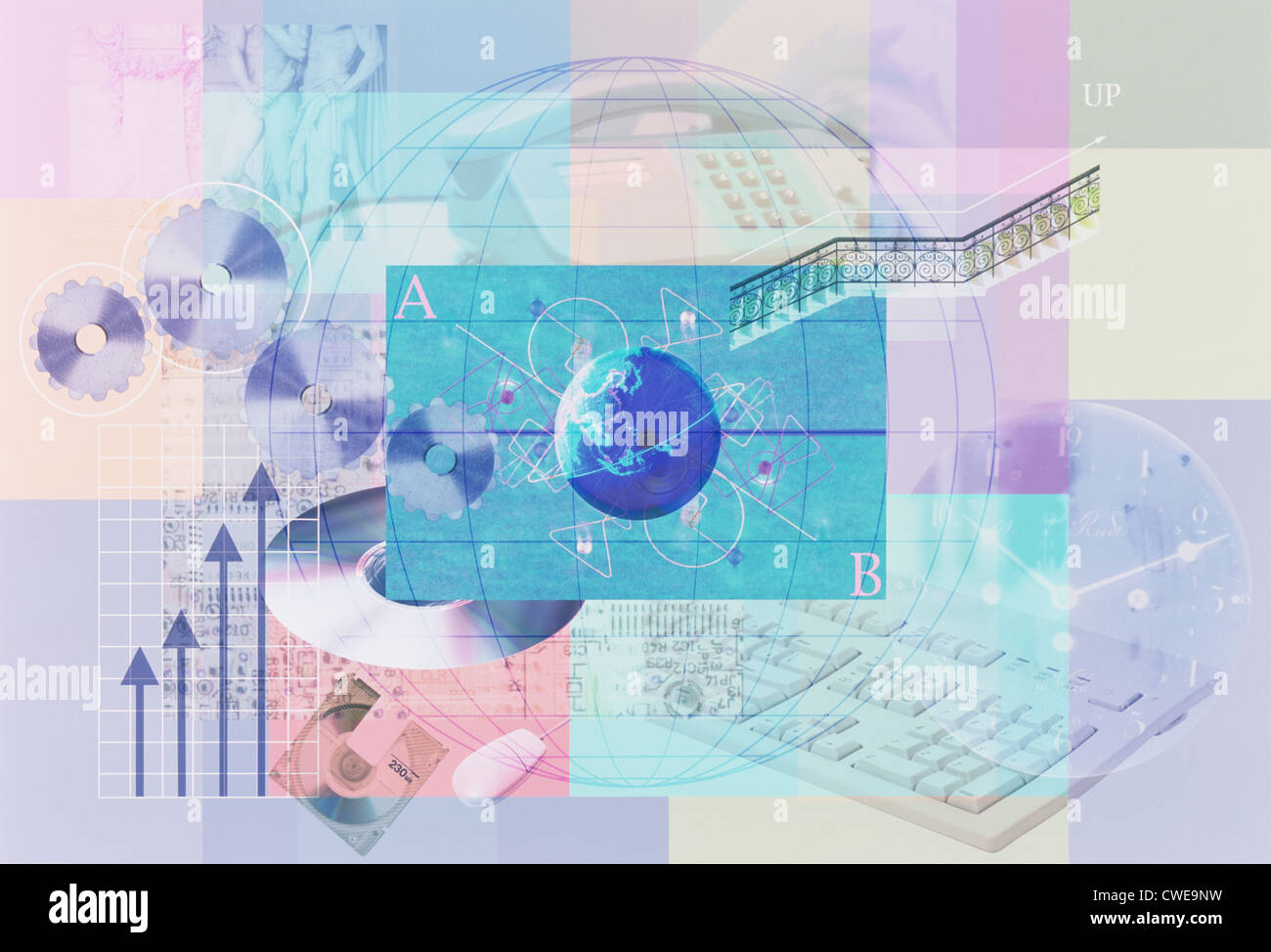 Illustration Of Globe And Computer Hardware Stock Photo - Alamy