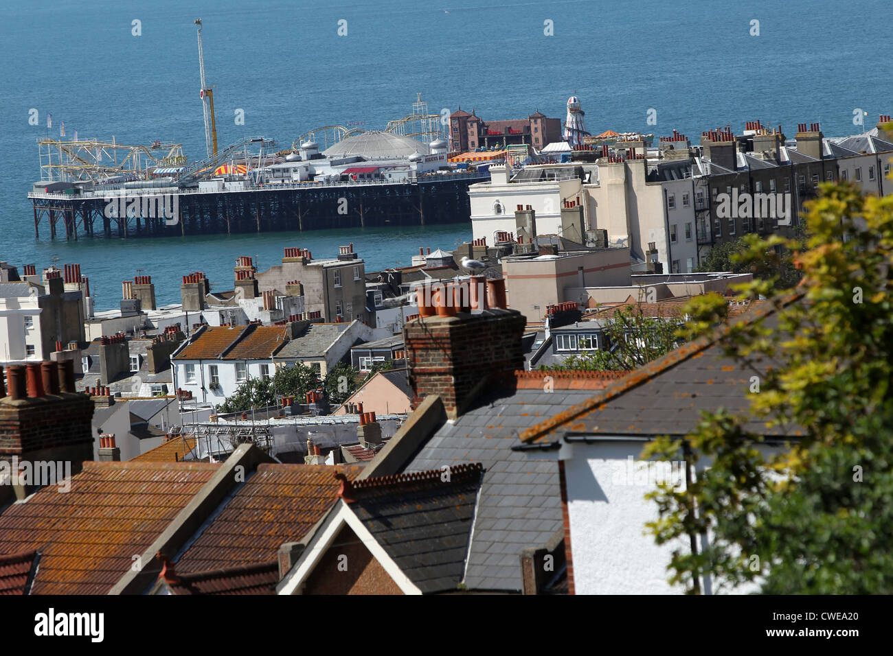 General view of Brighton Pier (Palace Pier) and the cities seafront ...