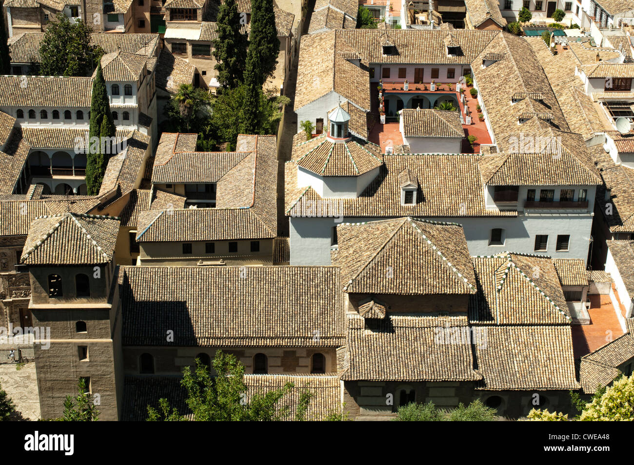 Roofs of ancient buildings. High point of view Stock Photo - Alamy