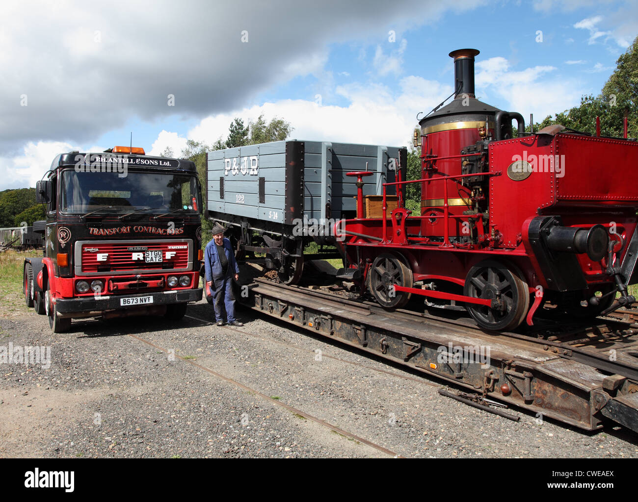 David Antell with his ERF truck and low loader with steam loco and coal ...