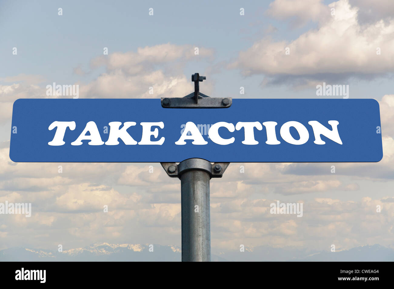 Take action road sign Stock Photo - Alamy