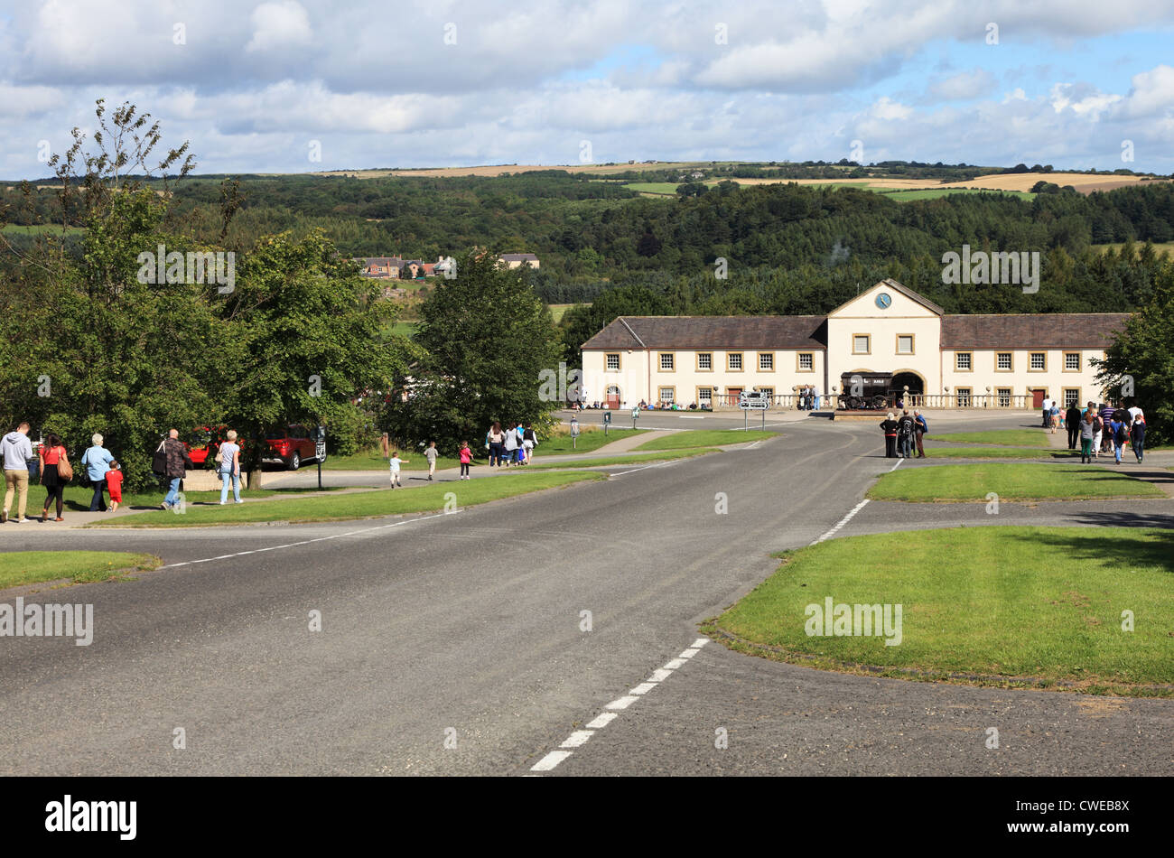 Visitors walking towards the entrance of Beamish Museum, north east ...