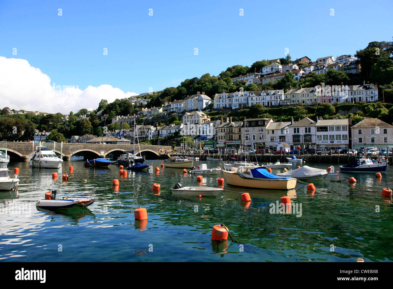 The East Looe River and the small town of Looe in Cornwall Stock Photo ...