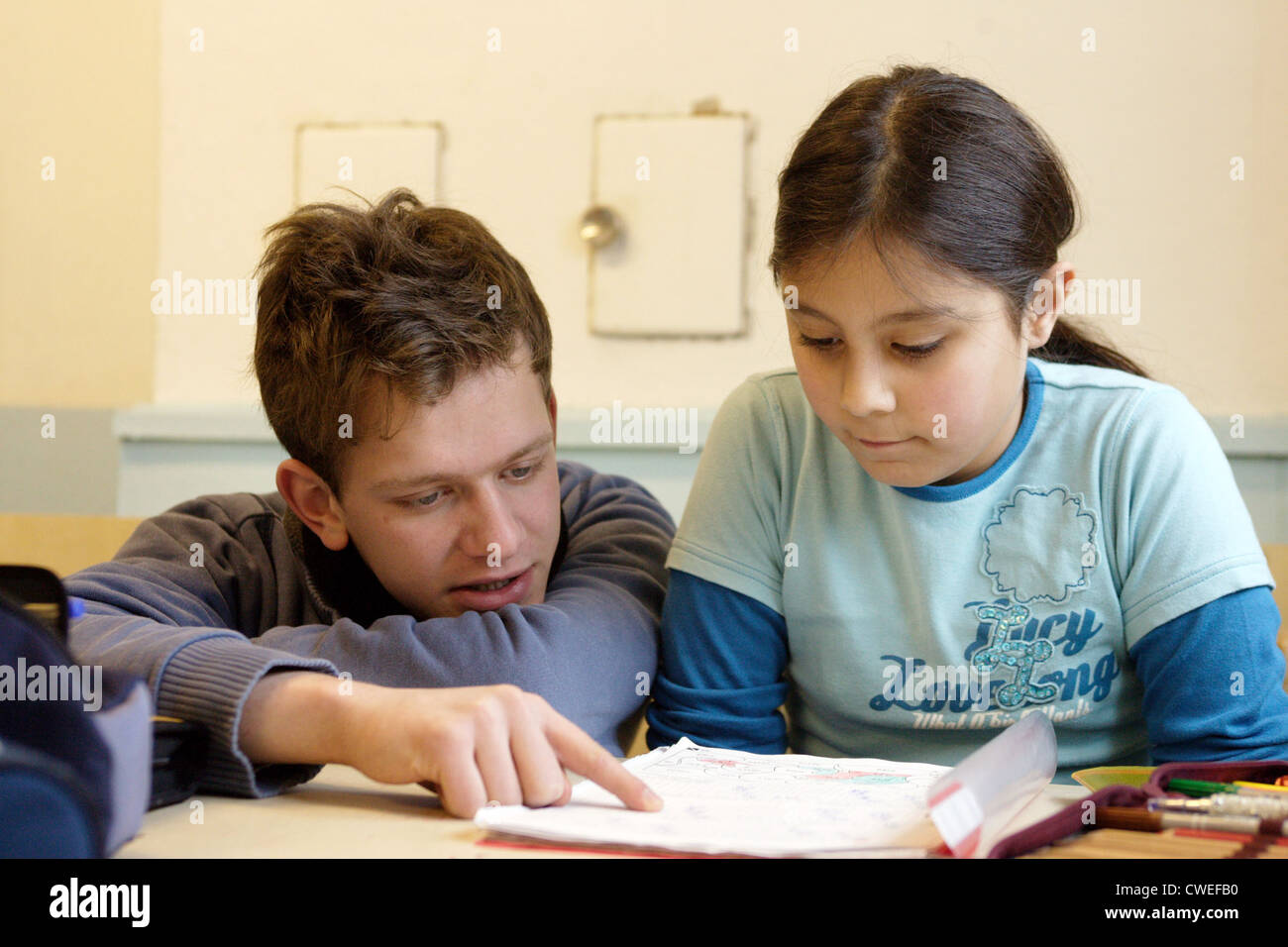 School homework help in the neighborhood house Lilienthal Stock Photo ...