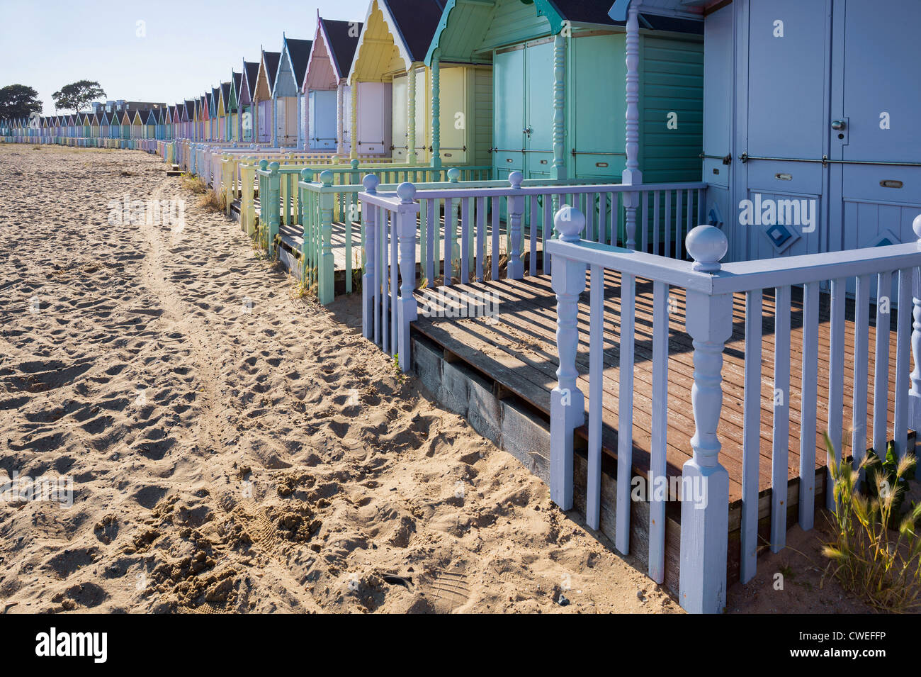 Beach huts at West Mersea Stock Photo - Alamy