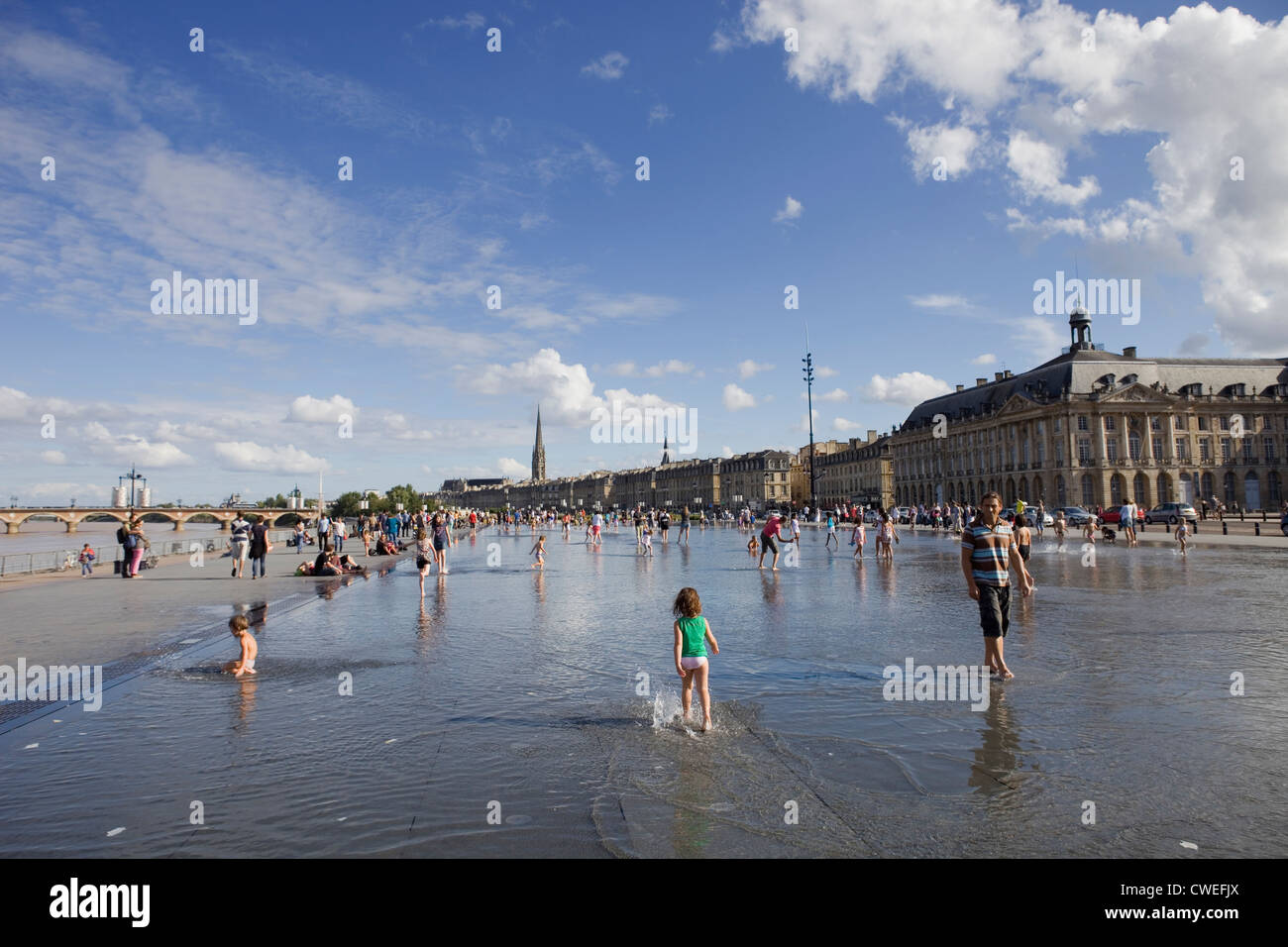 The Famous Bordeaux water mirror full of people having fun in the water ...
