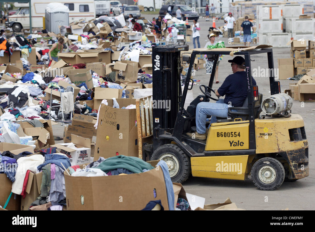 Sort of relief supplies after Hurricane Katrina Stock Photo - Alamy