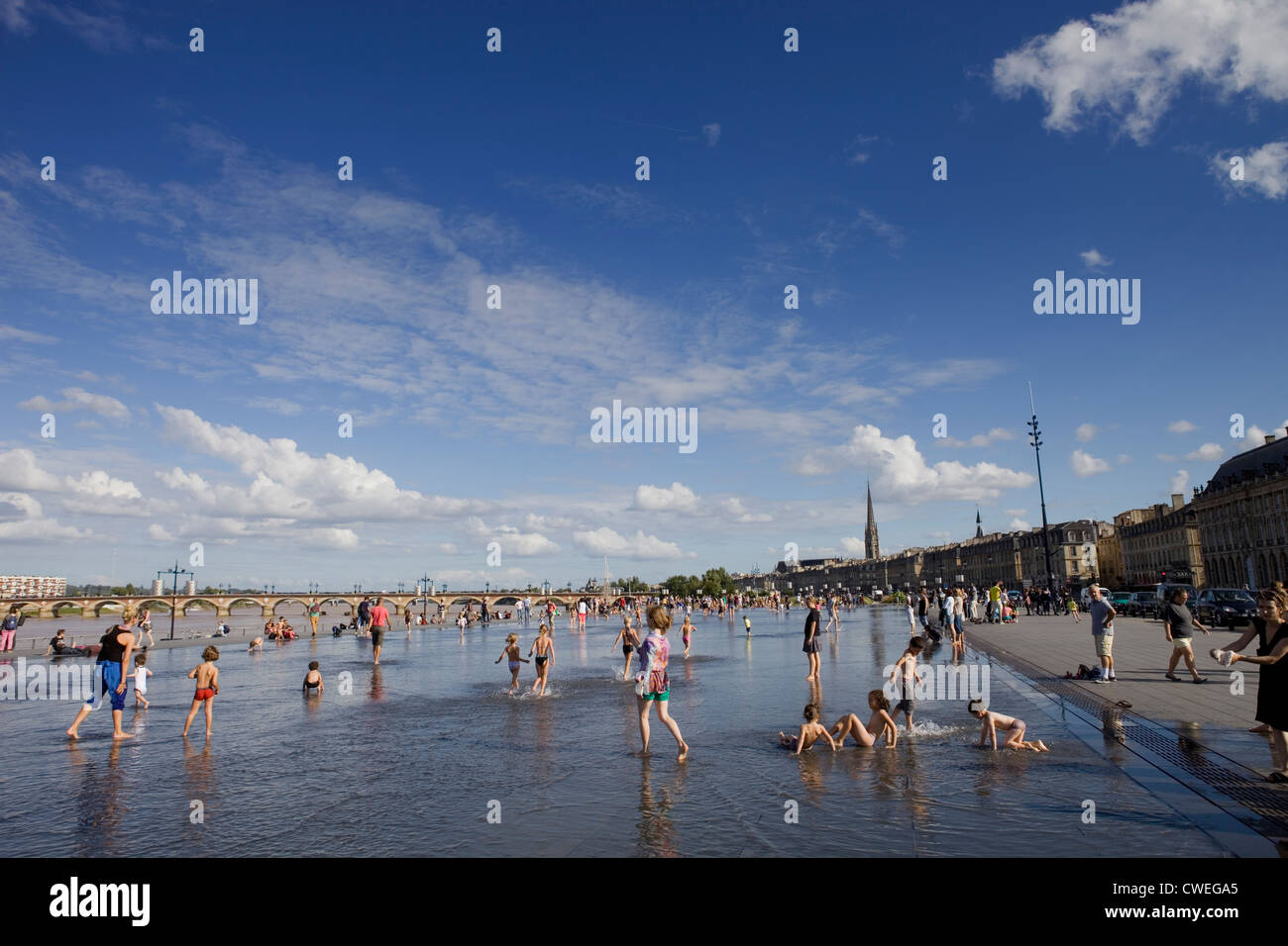 The Famous Bordeaux water mirror full of people having fun in the water ...